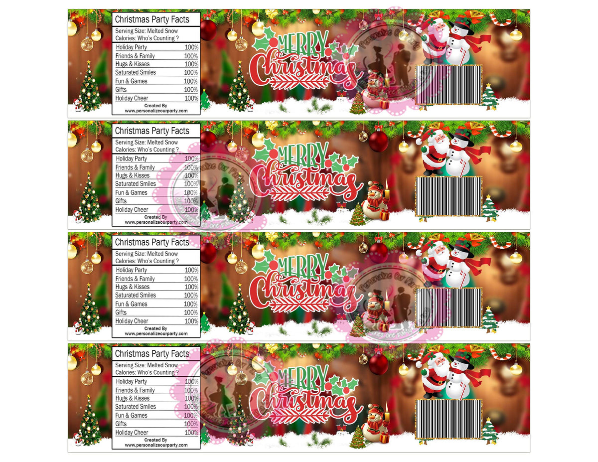 Merry Christmas water bottle labels-INSTANT DOWNLOAD-holiday party fav ...