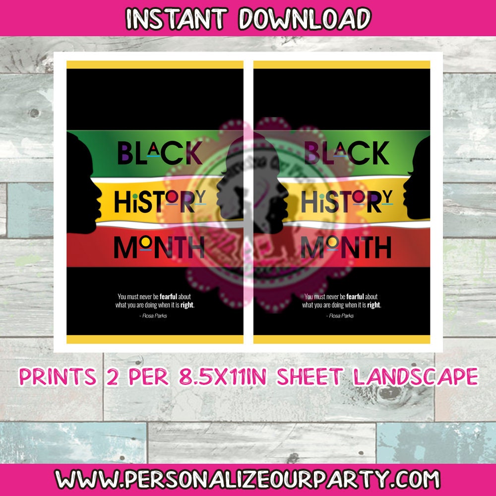 Black history month party favor bag labels-black history party favors ...