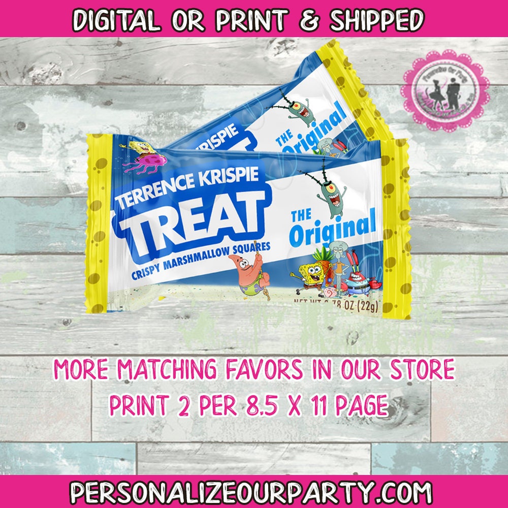 Spongebob rice krispy treat wrappers-digital-print-spongebob 1st birth ...