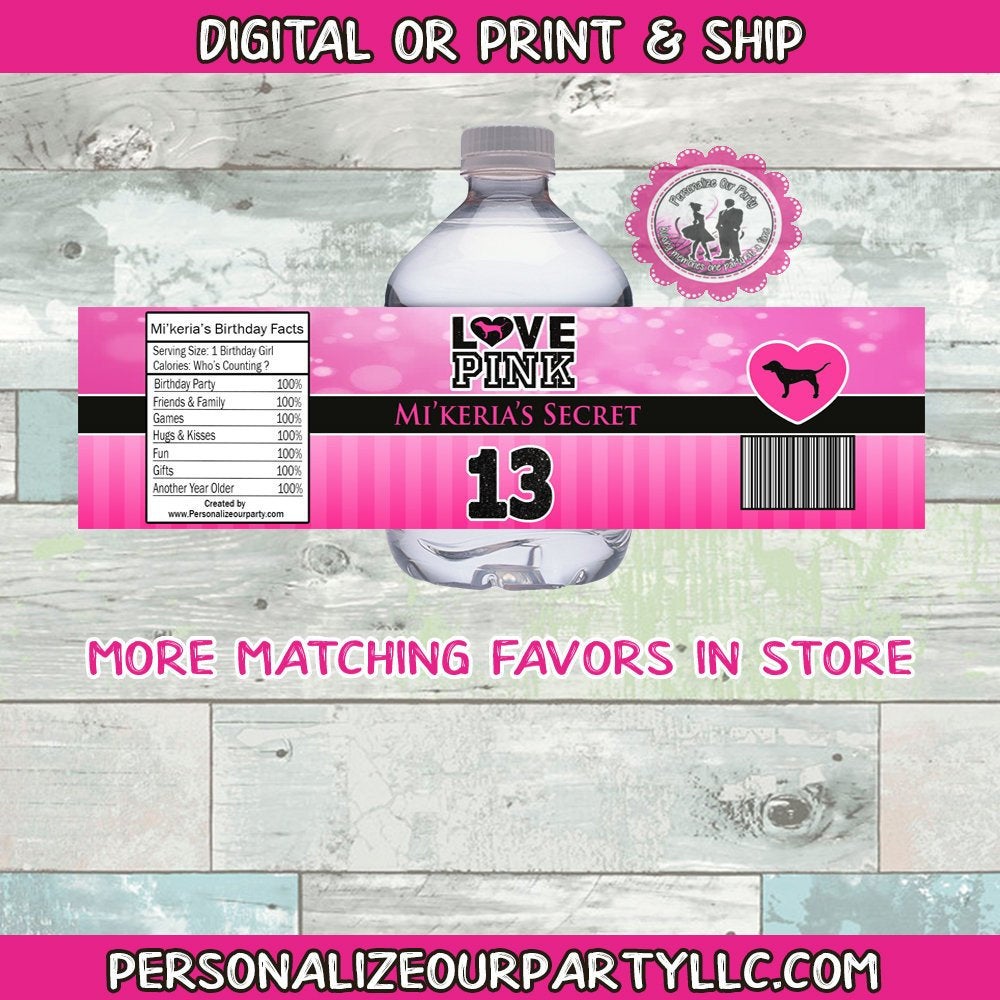 Pink Water Bottle Labels