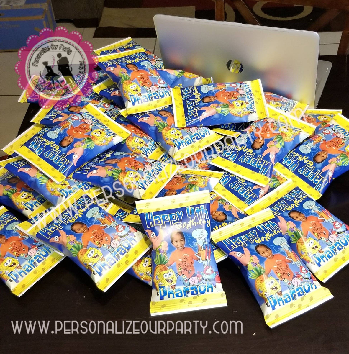 spongebob juice pouch stickers-digital-printed-spongebob party favors ...