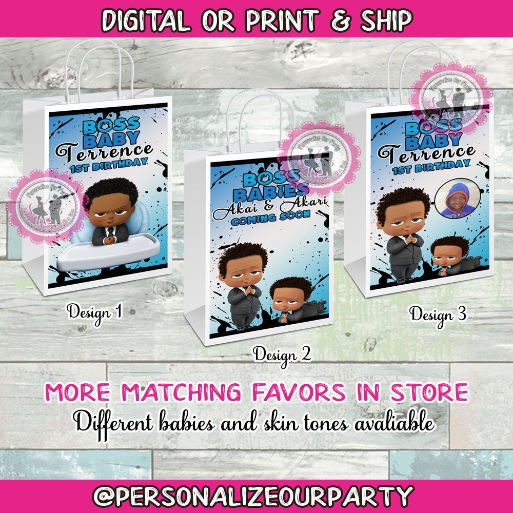 boss baby boy gift bags-African American boss baby boy-digital-printed ...