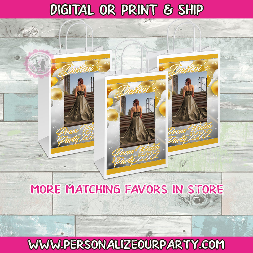 prom watch party gift bags-prom send off gift bag labels or 1 digital ...